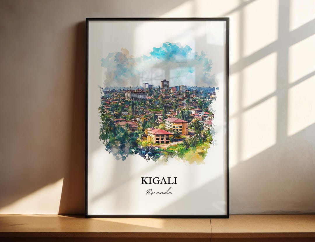 Kigali Wall Art, Kigali Print, Rwanda Watercolor Art, Kigali Rwanda ...