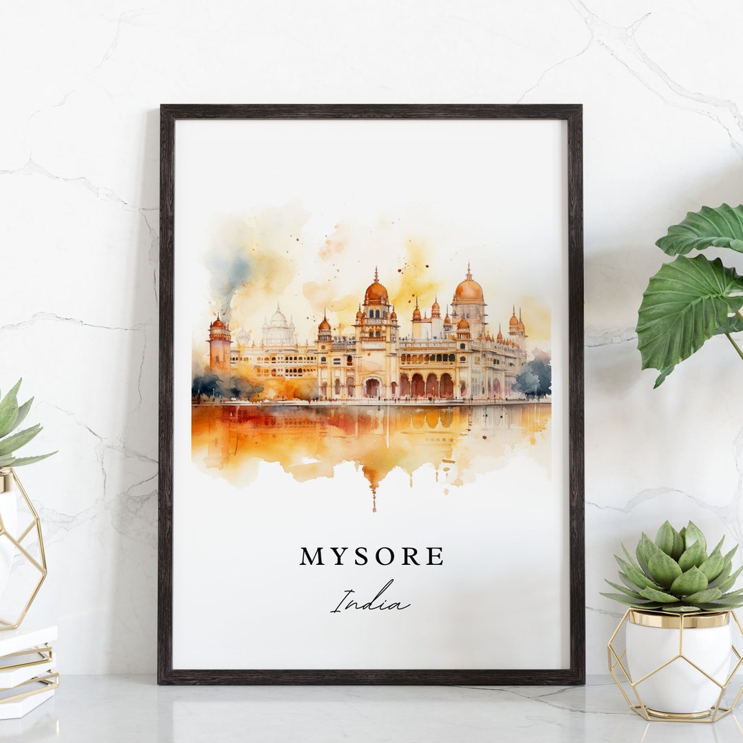 Mysore Traditional Travel Art India, Mysore Poster, Wedding Gift ...