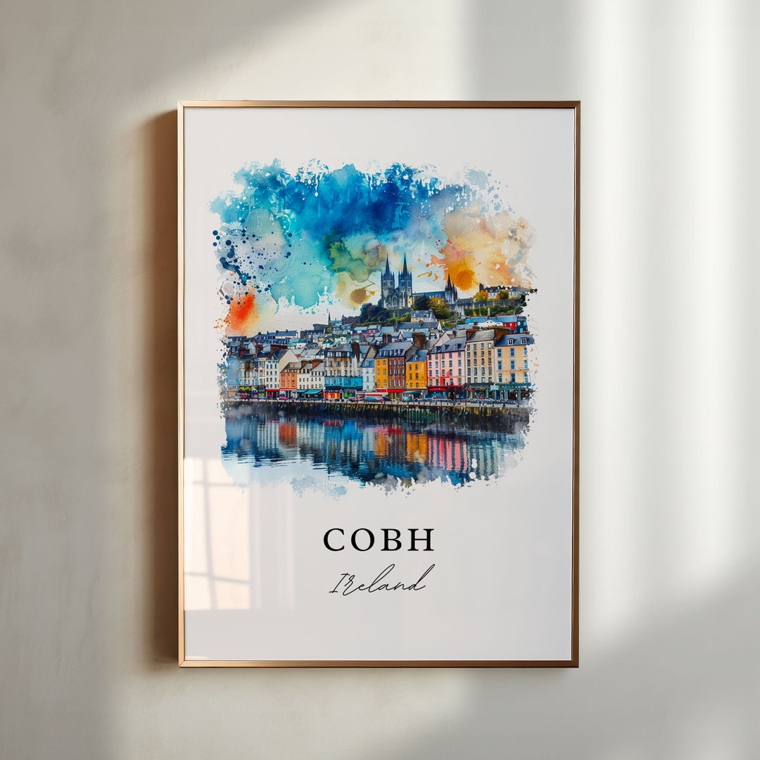 Cobh Ireland Wall Art, Cobh Print, Cobh Watercolor, Cork City Ireland ...