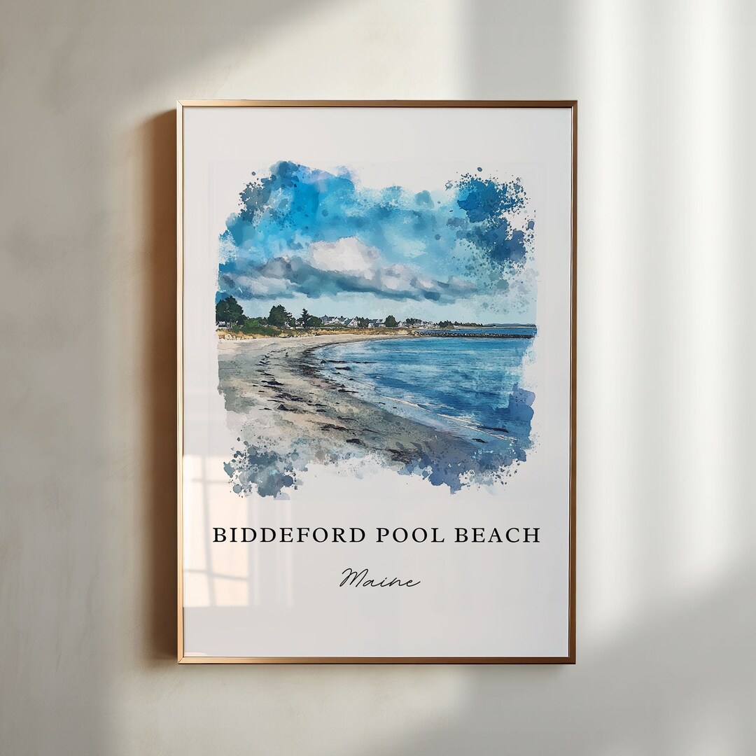 Biddeford Pool Beach Art, Biddeford Beach ME Print, Saco Bay Watercolor ...