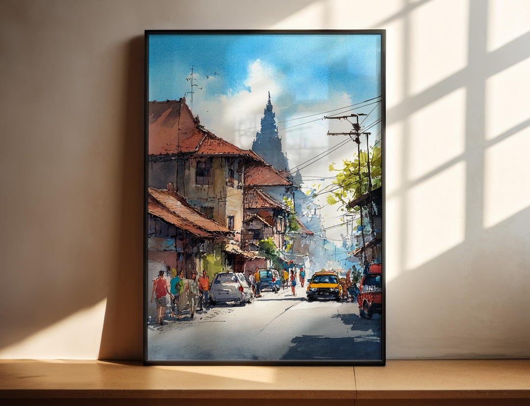 Yogyakarta Watercolor Art Yogyakarta Travel Print Java Indonesia ...