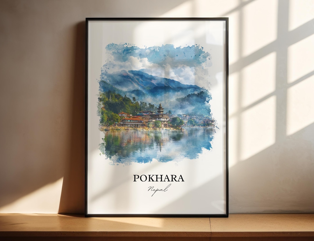 Pokhara Wall Art, Pokhara Nepal Print, Nepal Watercolor Art, Pokhara ...