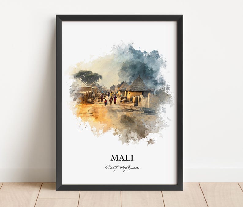 Mali Wall Art, Mali Print, Mali Watercolor Art, Mali Africa Gift ...