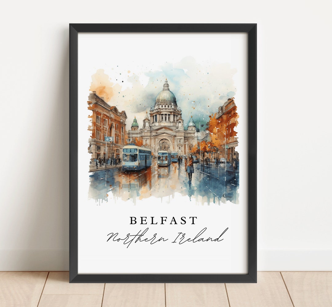Belfast Traditional Travel Art Northern Ireland Belfast - Etsy