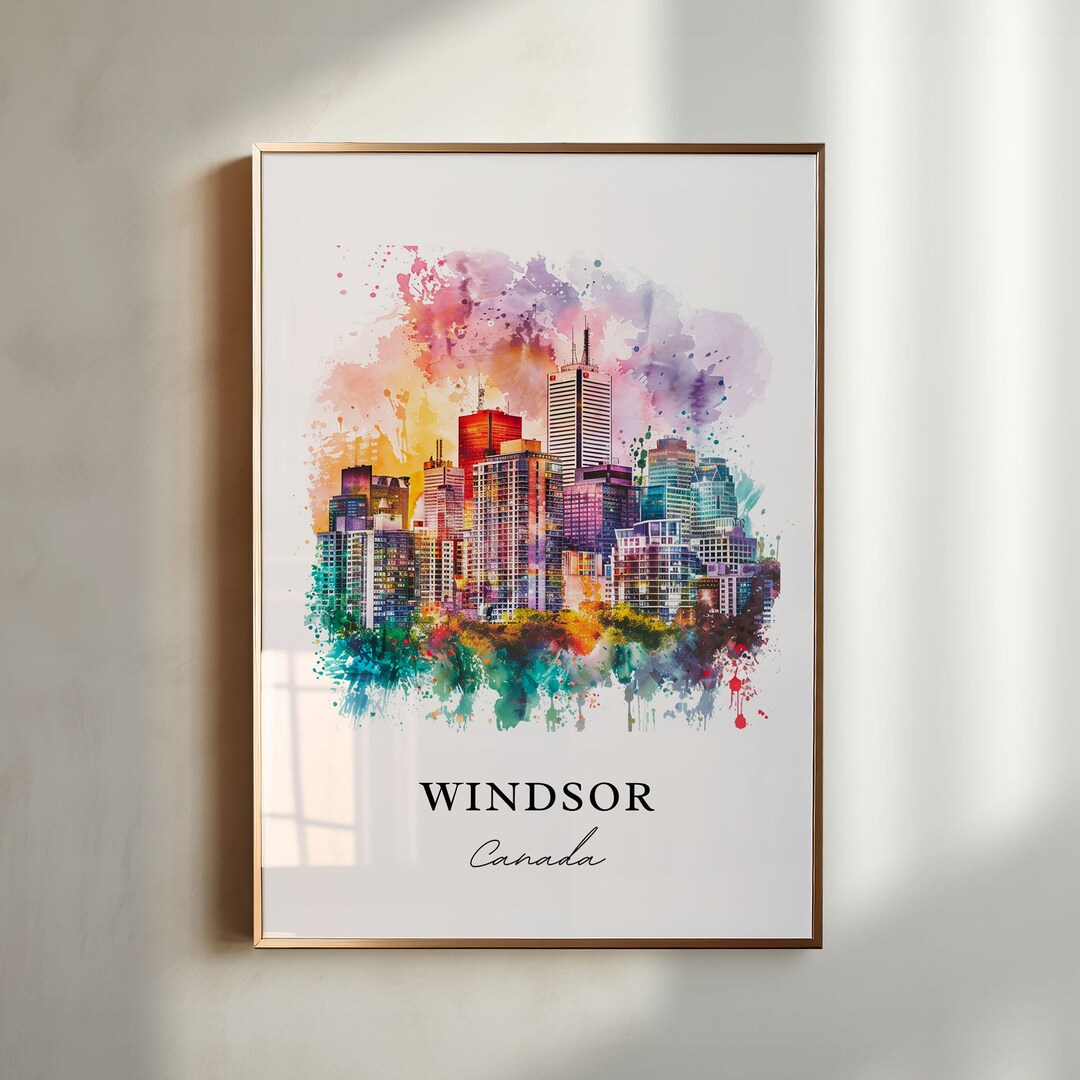 Windsor Ontario Wall Art, Windsor Print, Windsor Canada Watercolor ...