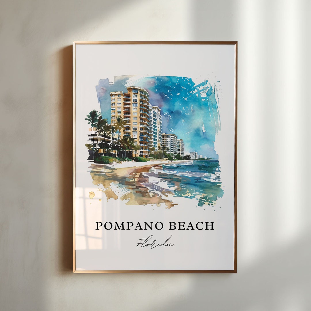 Pompano Beach Art, Pompano Beach Print, Pompano Beach FL Watercolor ...