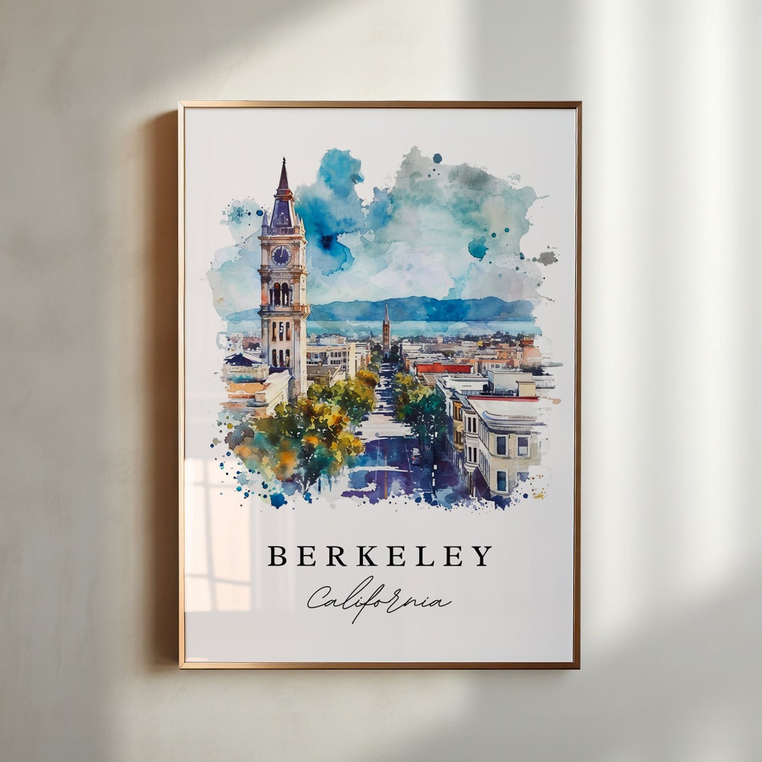 Berkeley Traditional Travel Art California, Berkeley Print, Wedding ...