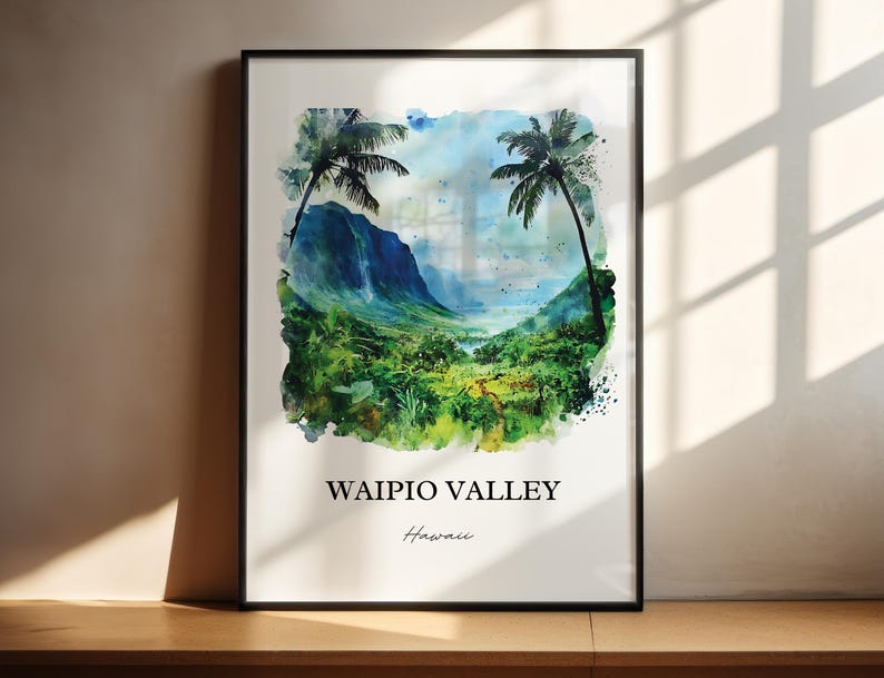 Waipio Valley Wall Art, Honoka Hawaii Print, Big Island Watercolor Art ...
