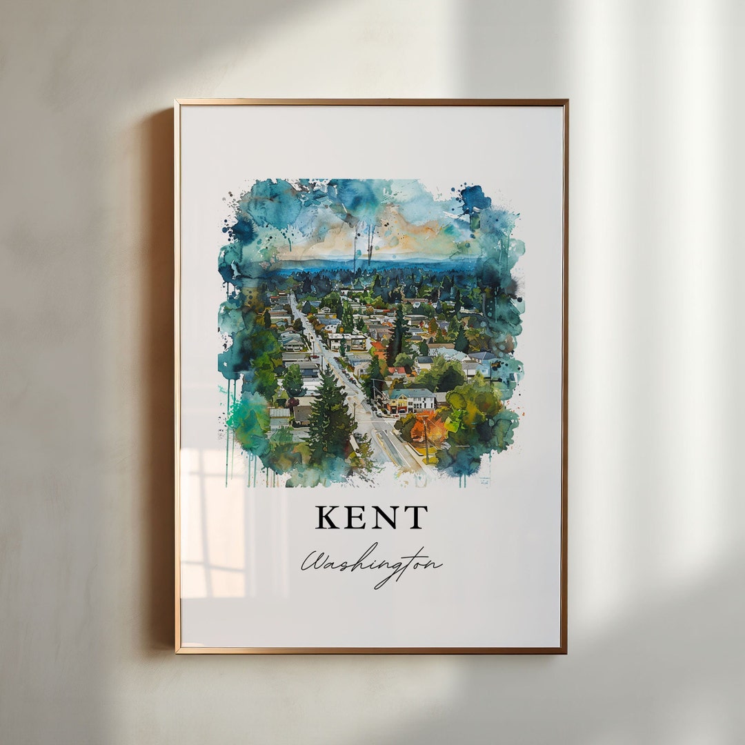 Kent Washington Wall Art, Kent Print, Kent Watercolor Art, King County ...