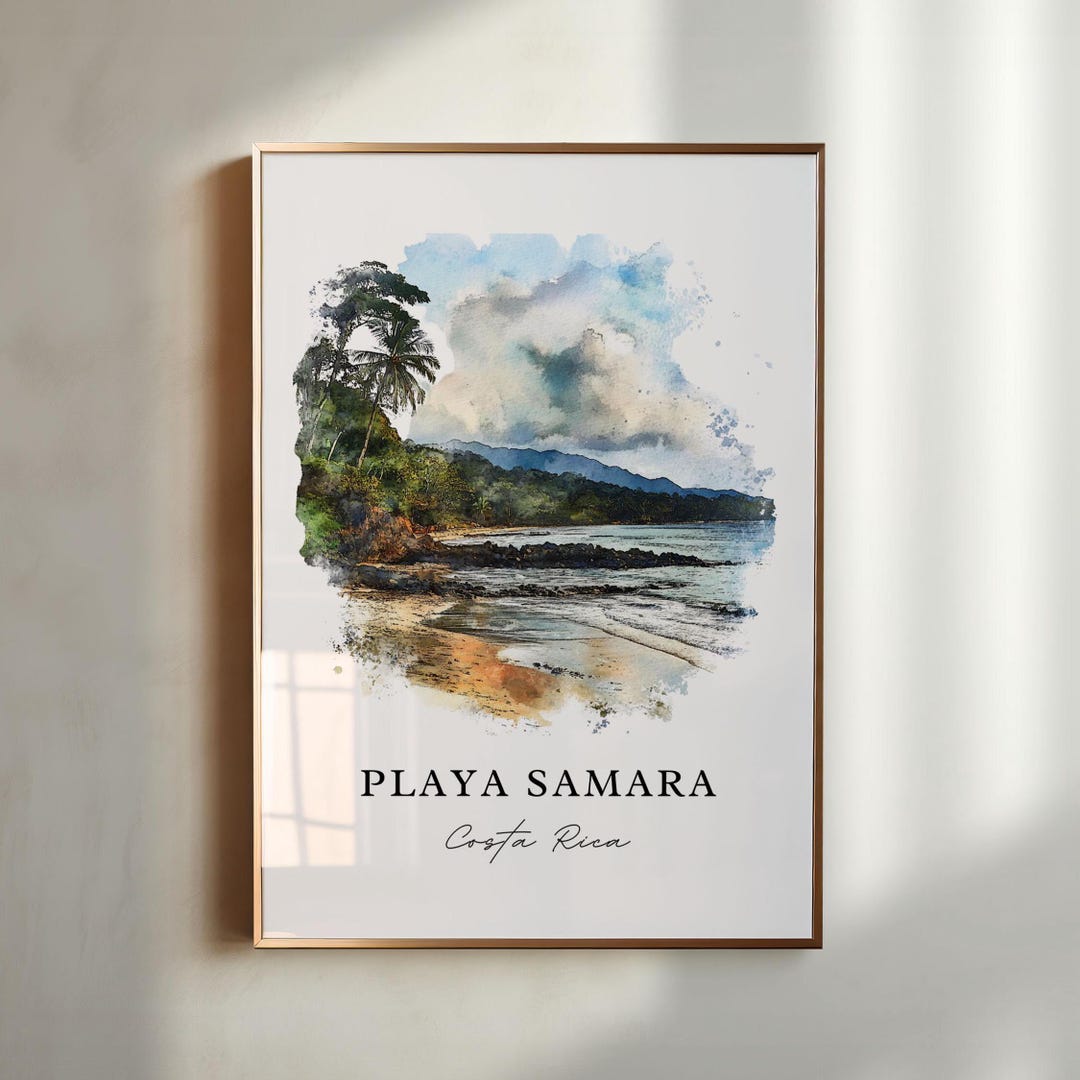 Playa Samara Wall Art, Guanacaste Print, Costa Rica Watercolor Art ...