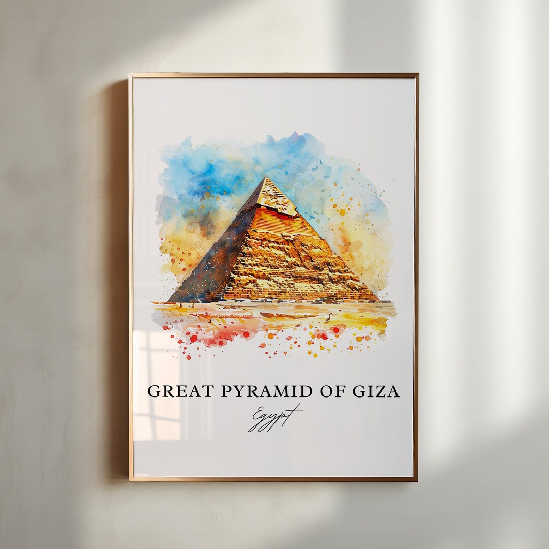 Great Pyramid of Giza Wall Art, Pyramids of Giza Print, Giza Watercolor ...