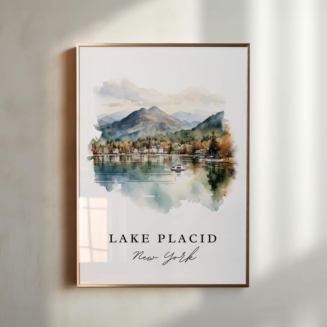Lake Placid NY Wall Art, Lake Placid Print, Lake Placid Watercolor Art ...