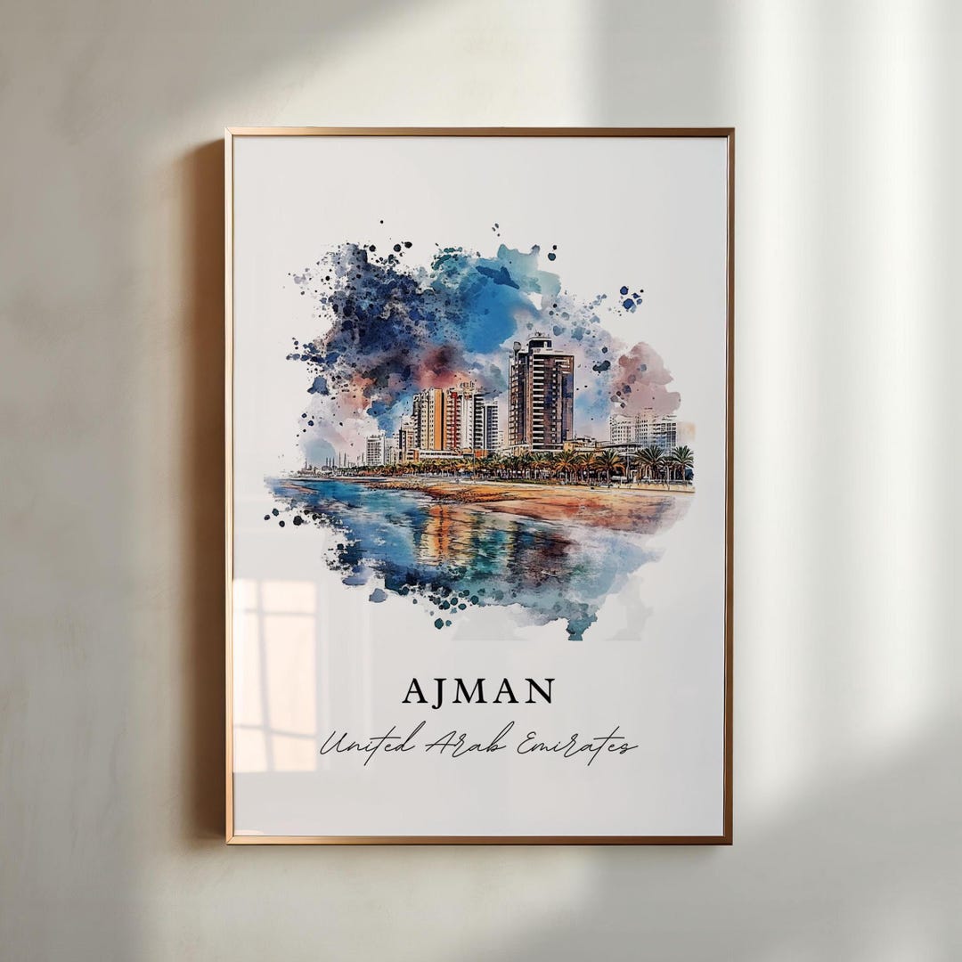 Ajman UAE Wall Art, Ajman Print, Ajman Watercolor Art, Ajman United ...