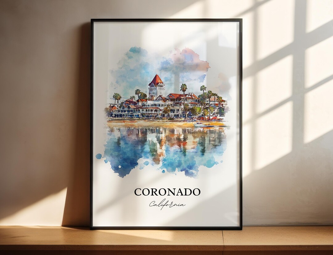Coronado CA Wall Art, Coronado Print, San Diego Watercolor Art ...