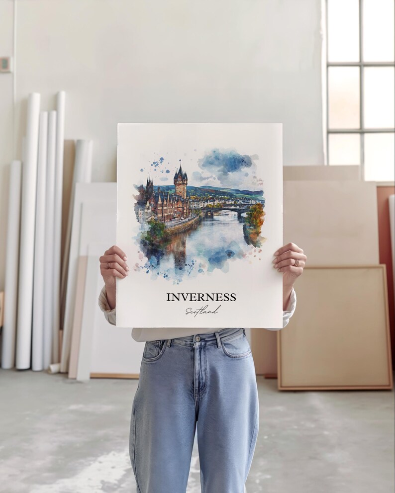 Inverness Wall Art, Scottish Highlands Print, Scotland Watercolor ...