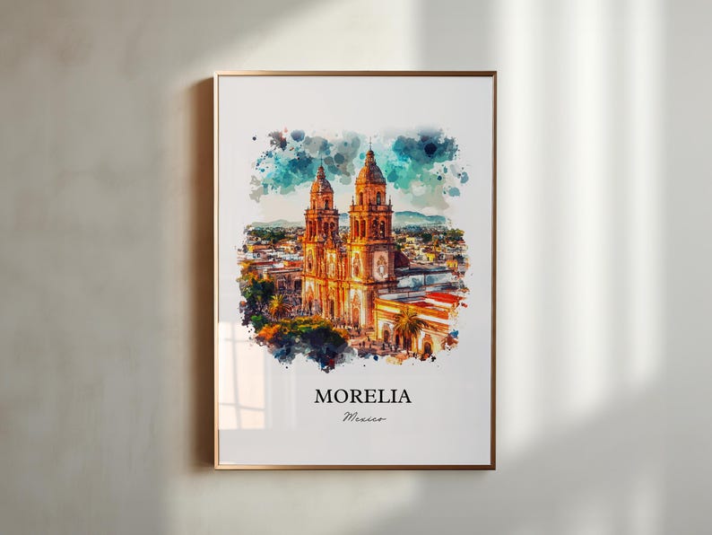 Morelia Mexico Wall Art, Michoacán Print, Mexico Watercolor Art ...
