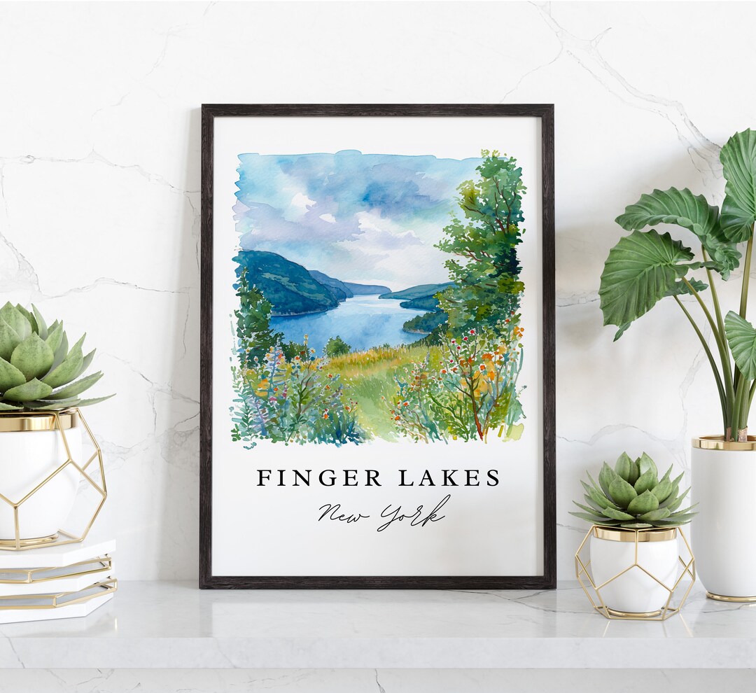 Finger Lakes Traditional Travel Art Upstate NY, Finger Lakes Print ...