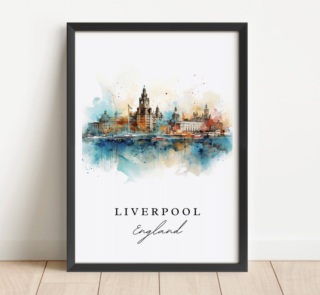 Liverpool Traditional Travel Art England, Liverpool Poster, Wedding ...