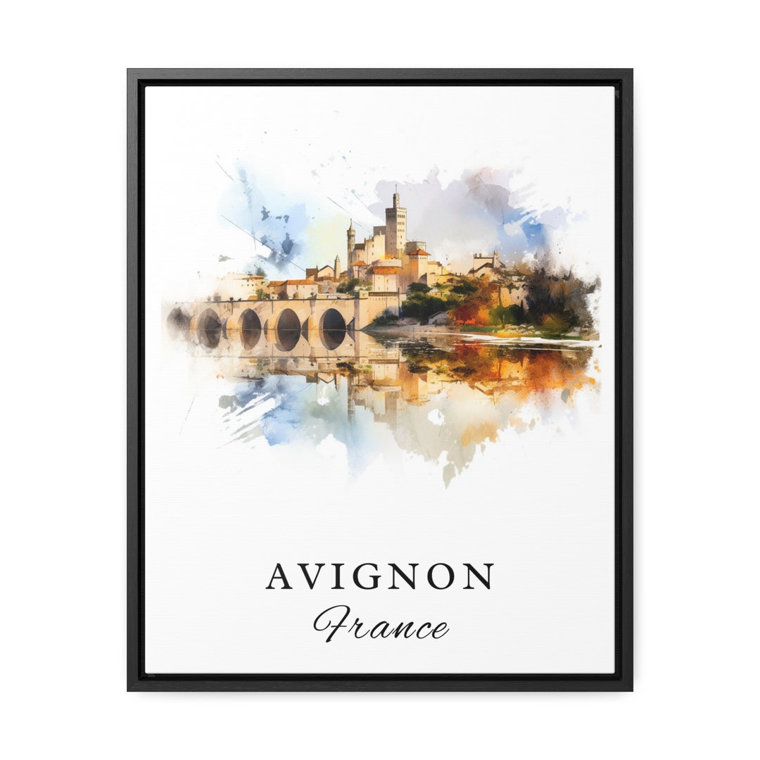 Avignon Traditional Travel Art - France, Avignon Poster, Wedding Gift, Birthday Present, Custom ...