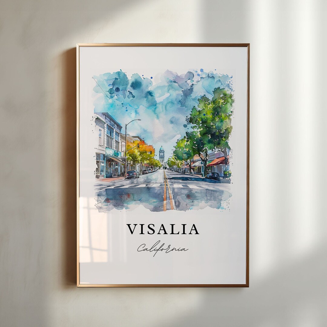 Visalia CA Art, Visalia Print, Vasalia California Watercolor Art, San ...