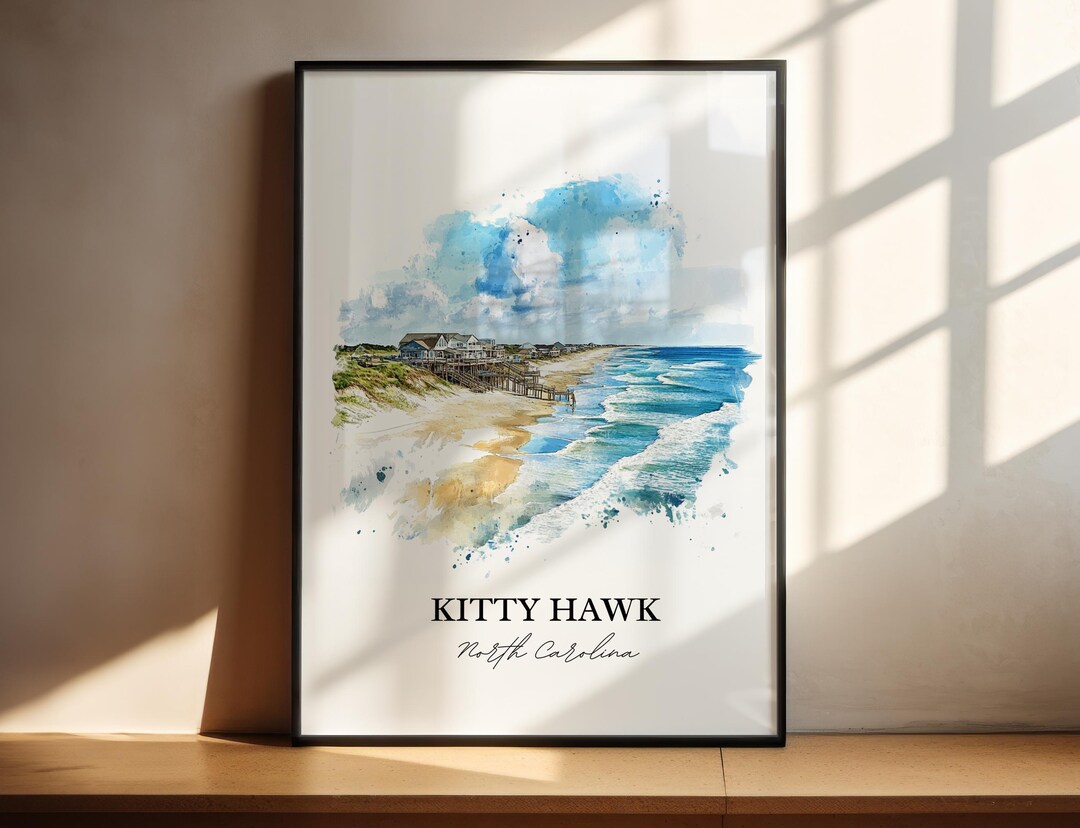 Kitty Hawk NC Wall Art, Outer Banks Print, OBX Watercolor Art, Kitty ...