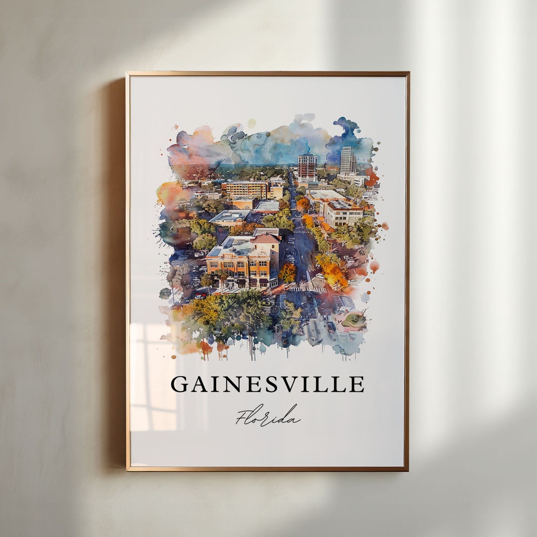 Gainesville FL Wall Art, Gainesville Print, Gainesville Watercolor Art ...