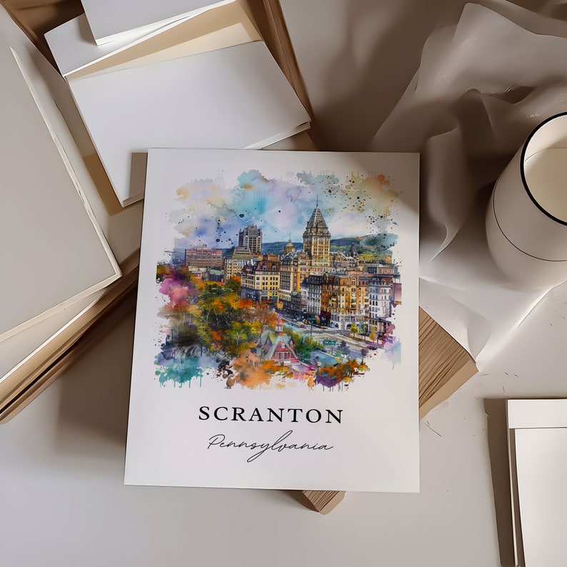 Scranton Pennsylvania Watercolor Cityscape Art Print - Etsy