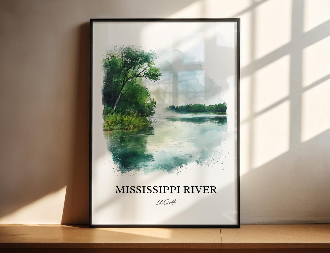 Mississippi River Wall Art, USA Prints, Mississippi Watercolor Art ...