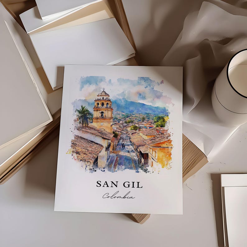 San Gil Colombia Wall Art, San Gil Print, Colombia Watercolor Art, San ...