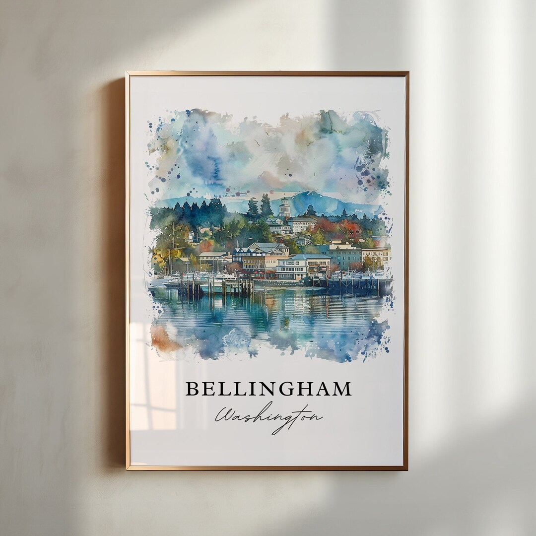 Bellingham WA Wall Art, Bellingham Print, Mount Baker, Watercolor ...