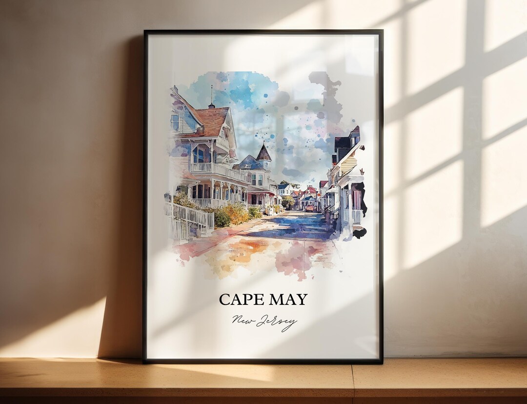 Cape May NJ Wall Art, Cape May Print, Jersey Shore Watercolor Art, Cape ...