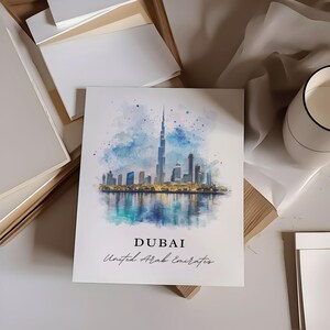 Dubai UAE Wall Art, Dubai Print, Dubai Skyline Watercolor Art, United ...