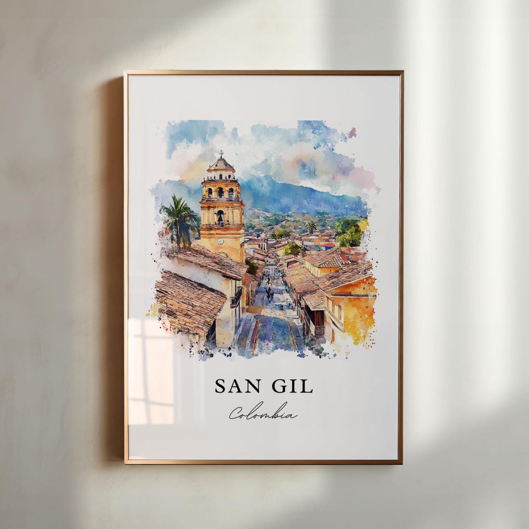 San Gil Colombia Wall Art, San Gil Print, Colombia Watercolor Art, San ...
