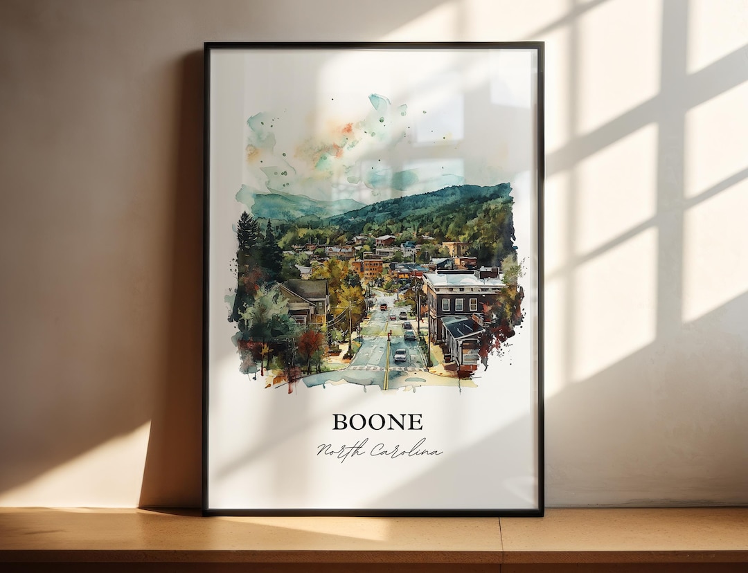 Boone NC Wall Art, Watauga County Print, North Carolina Watercolor Art ...