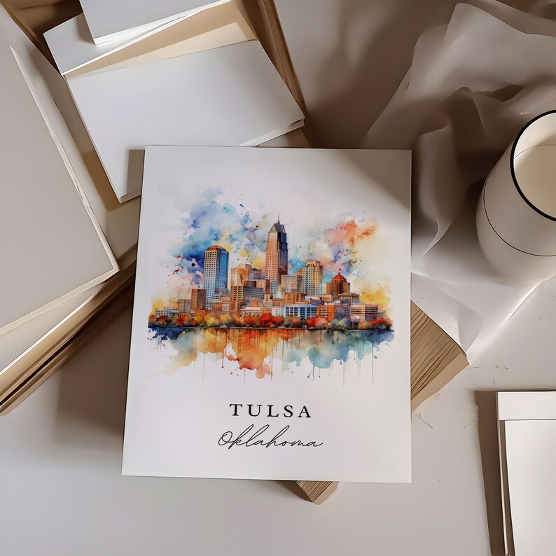 Tulsa OK Wall Art, Tulsa Print, Tulsa Watercolor Art, Tulsa Oklahoma ...