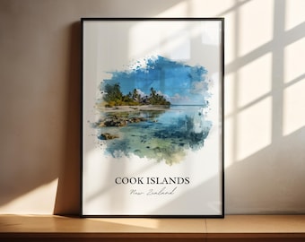 Cook Islands Poster Art Skyline Print New Zealand Item T2548 - Etsy