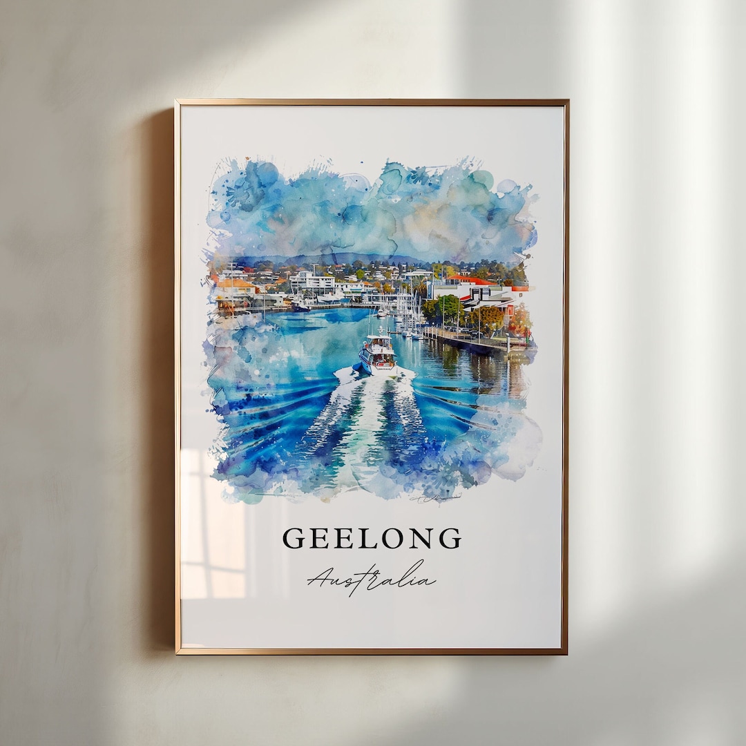 Geelong Australia Wall Art, Geelong Print, Geelong Watercolor, Geelong ...