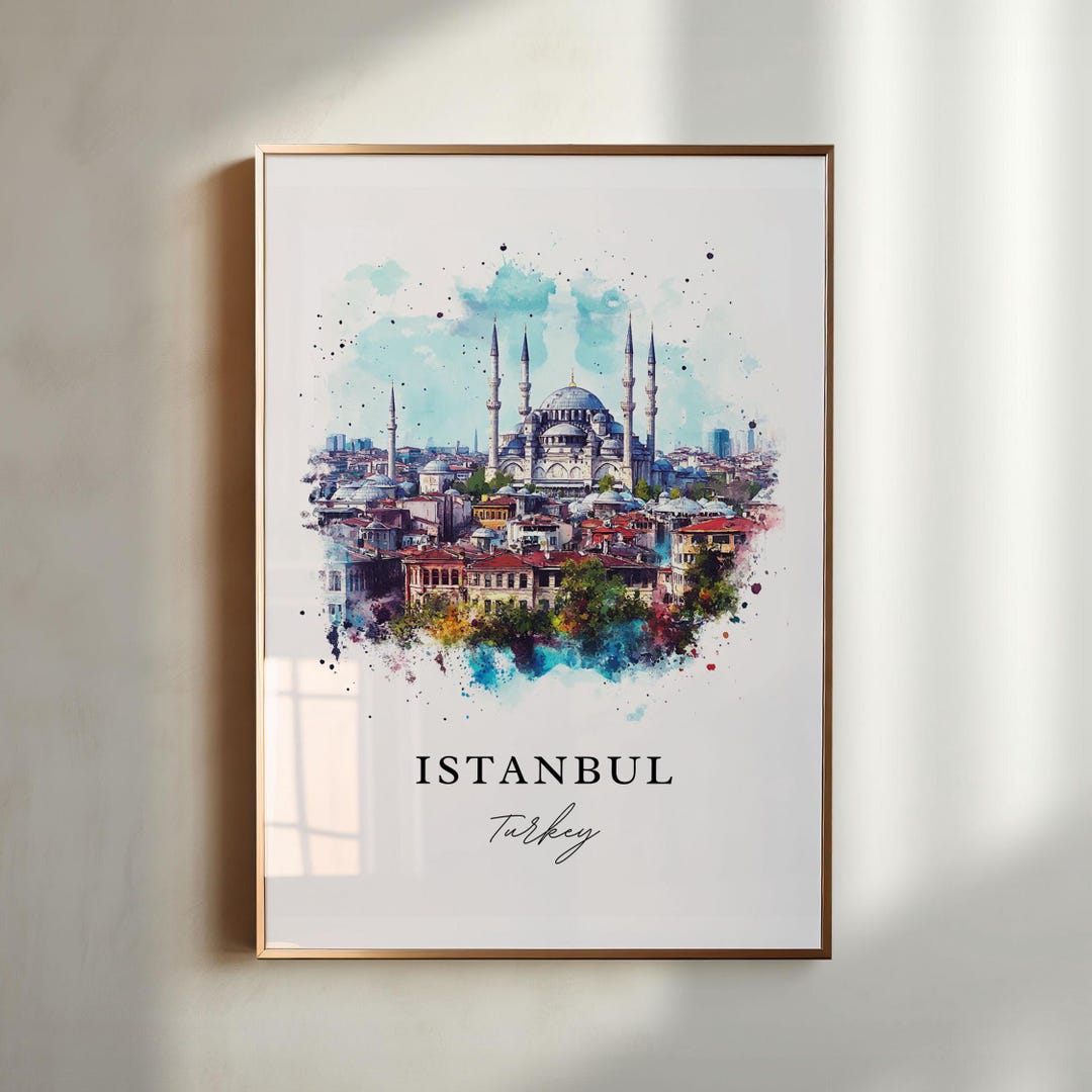 Istanbul Wall Art, Istanbul Print, Turkey Watercolor Art, Hagia Sophia ...