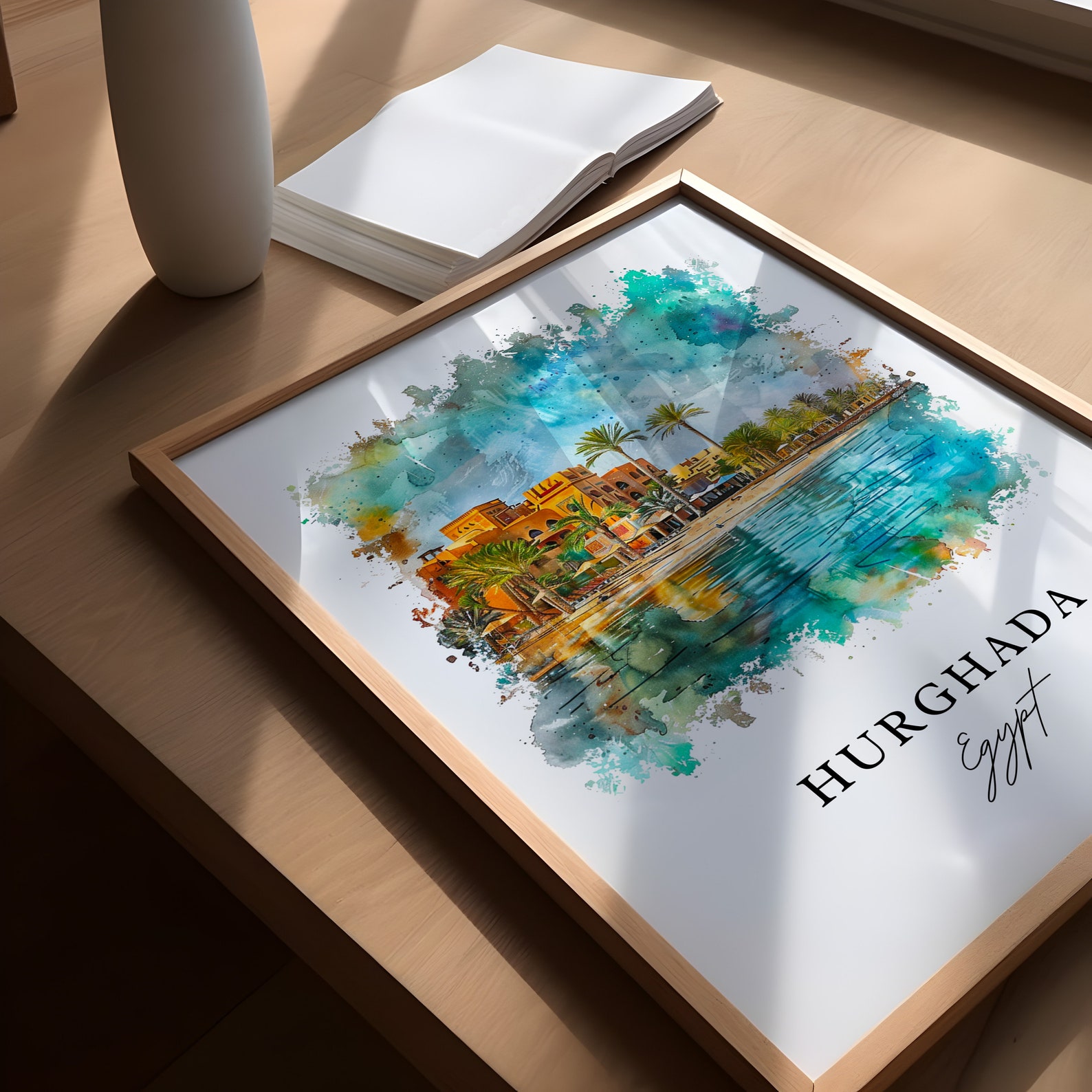 Hurghada Egypt Watercolor Travel Poster, Archival Print - Etsy