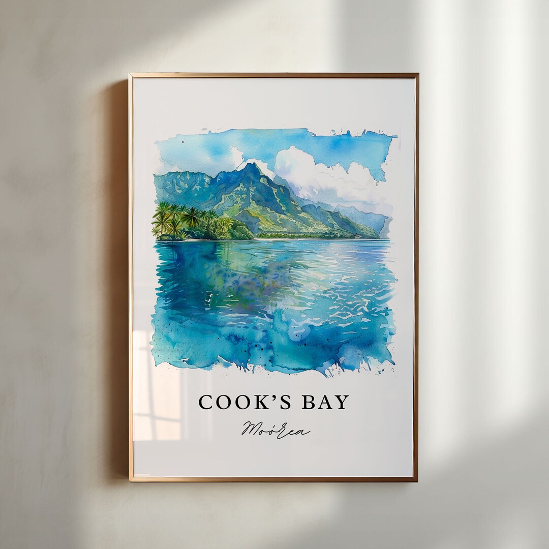 Cooks Bay Moorea Wall Art, Moorea Print, Moorea Watercolor, Moorea ...