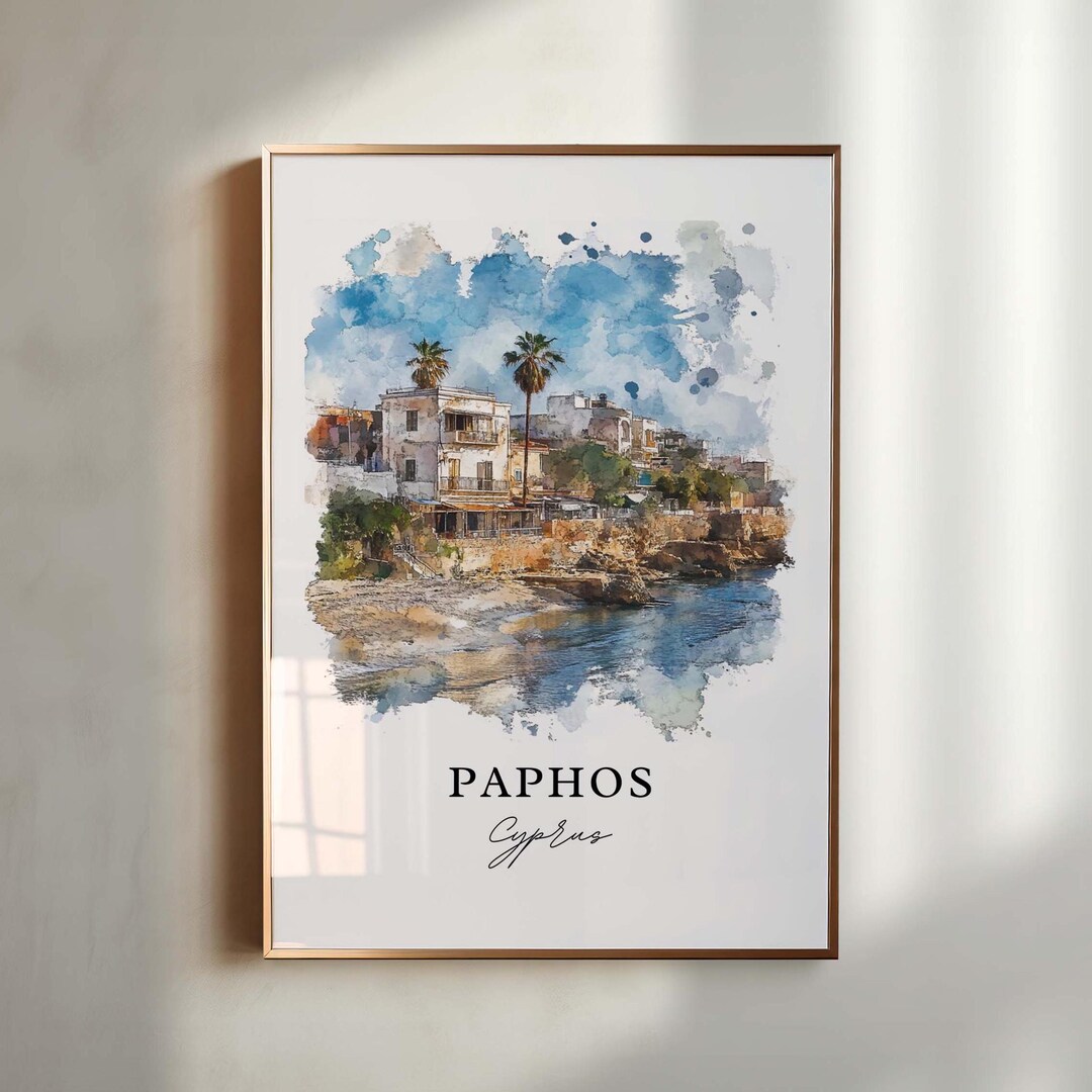 Paphos Cyprus Wall Art, Paphos Print, Cyprus Watercolor Art, Paphos ...