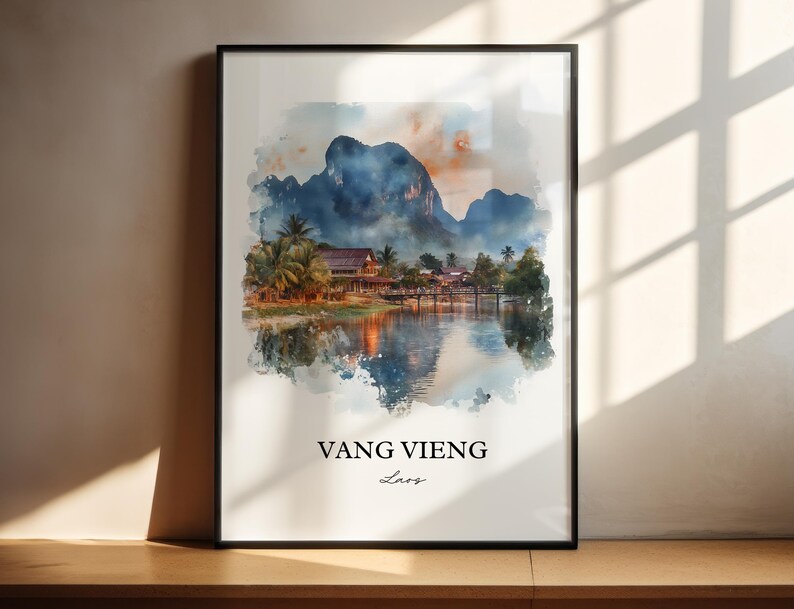 Vang Vieng Wall Art, Vientiane Print, Laos Watercolor Art, Vang Vieng ...