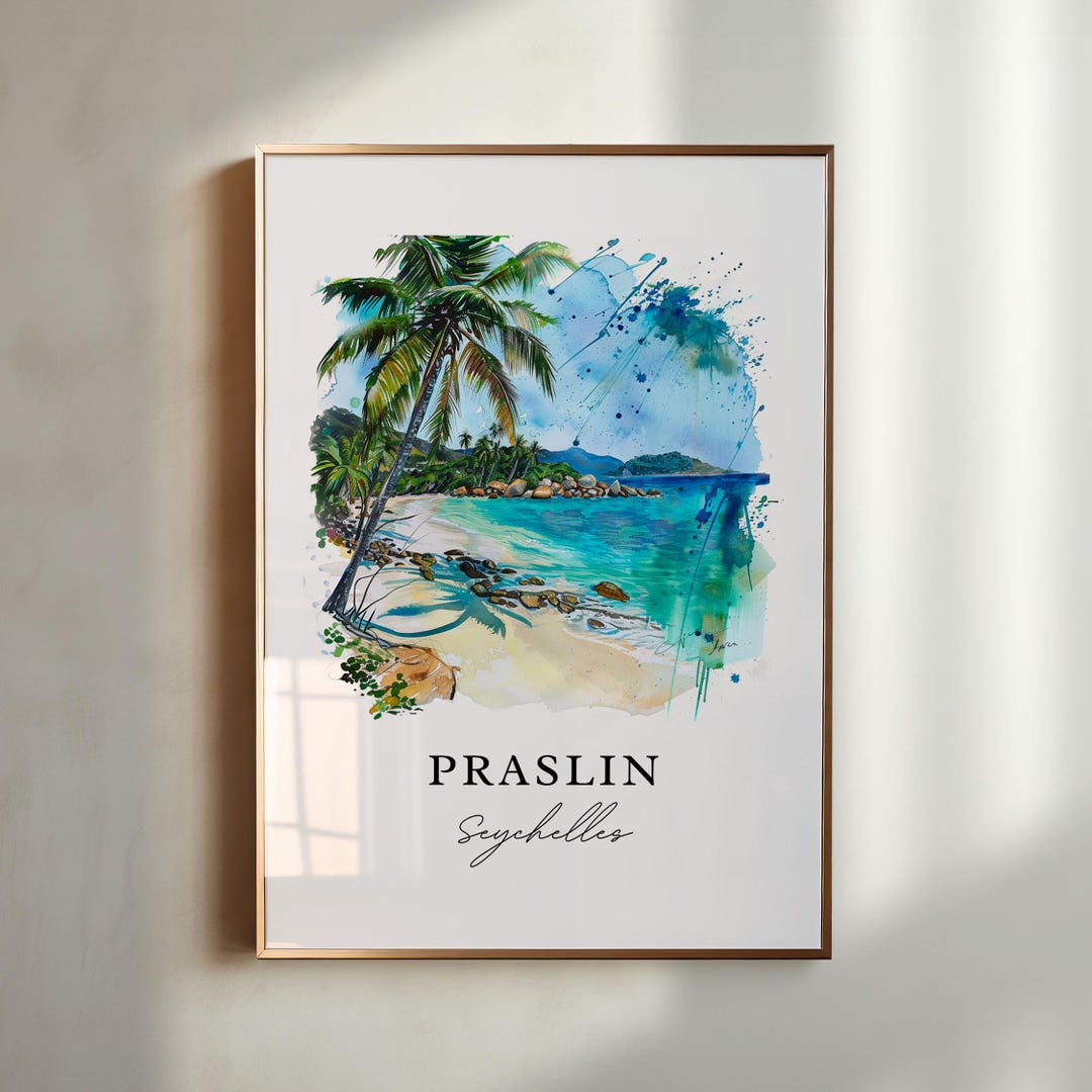 Praslin Seychelles Art, Praslin Print, Seychelles Watercolor Art ...