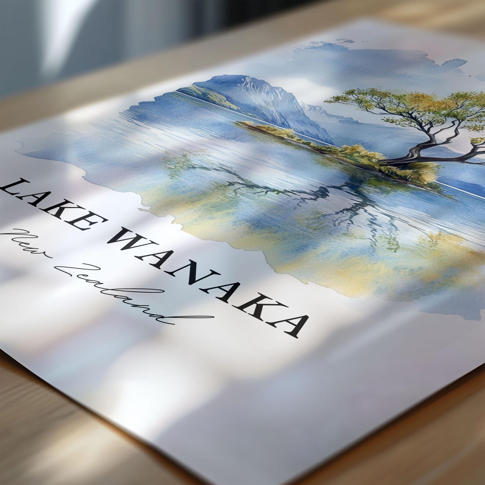 Lake Wanaka Wall Art, Wanaka Tree Print, Lake Wanaka Watercolor Art ...