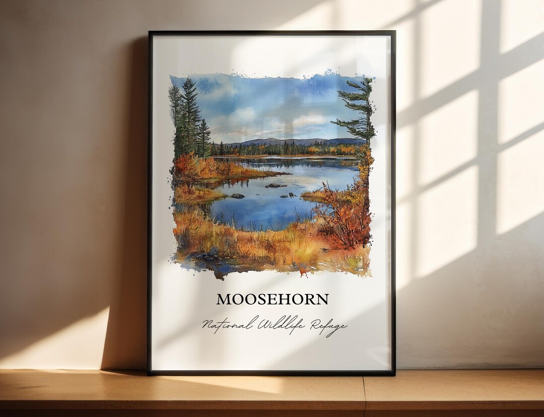 Moosehorn Refuge Wall Art, Baring ME Print, Maine Watercolor, Moosehorn ...