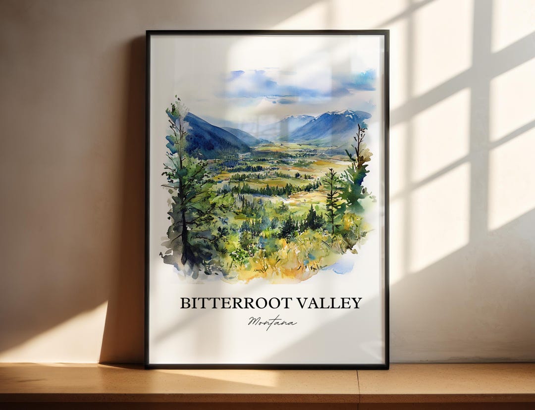 Bitterroot Valley Wall Art, Darby MT Print, Montana Watercolor Art ...