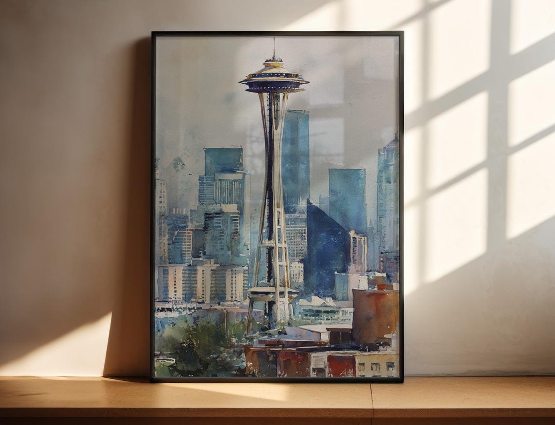Seattle WA Watercolor Art Seattle Travel Print Seattle Washington ...