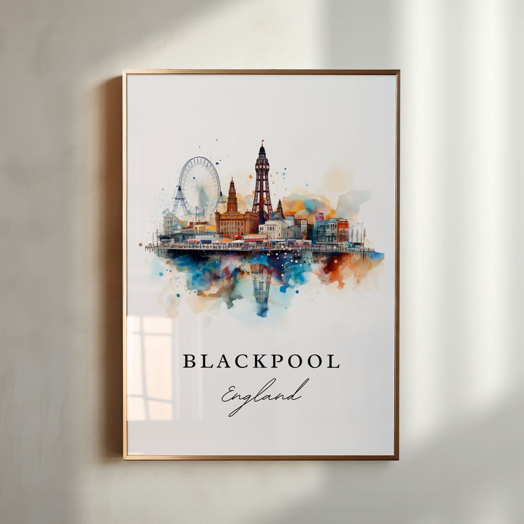Blackpool Traditional Travel Art England, Blackpool Poster Print ...