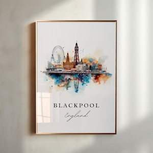 Blackpool Traditional Travel Art England, Blackpool Poster Print ...