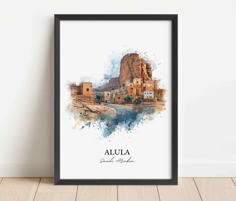 Alula Saudi Arabia Wall Art, Alula Print, Alula Watercolor Art, Madain ...
